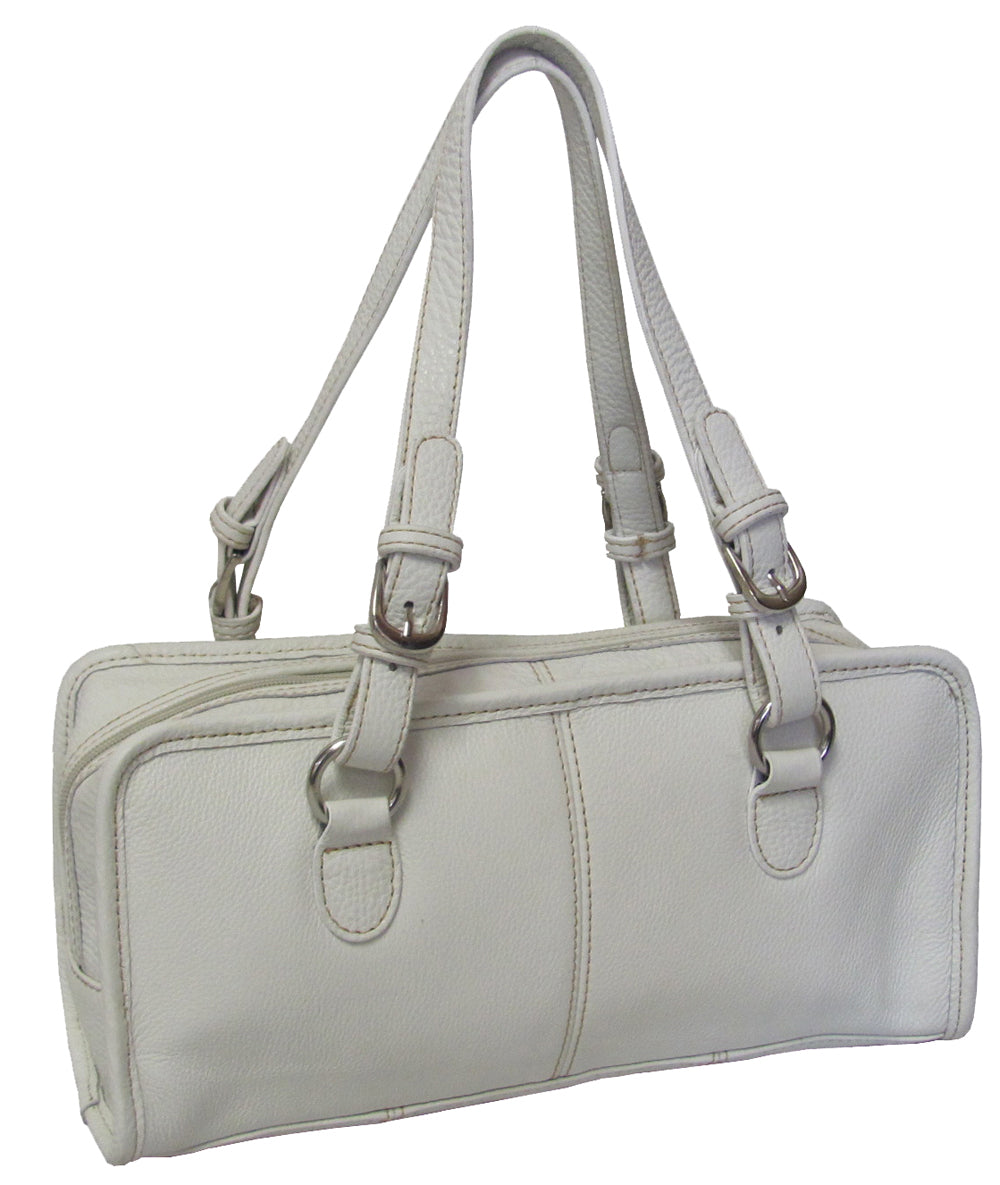 Classy Belt Stitched Leather Satchel (#1828-02459)